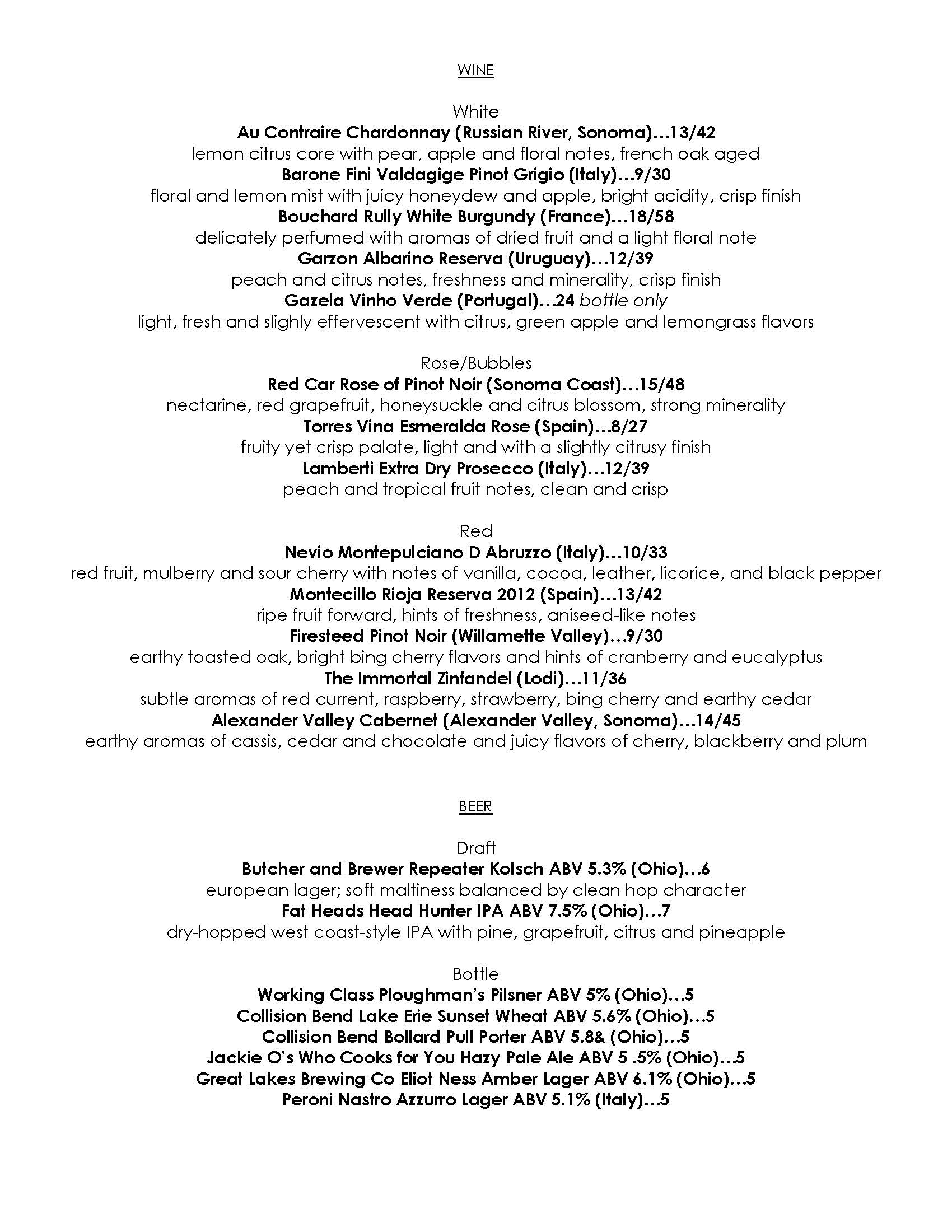 Menu - Home Bistro Cleveland