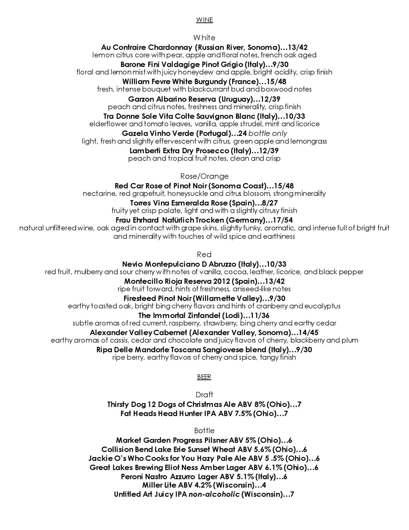 Menu - Home Bistro Cleveland