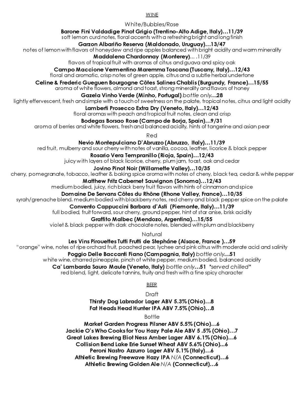 Menu - Home Bistro Cleveland